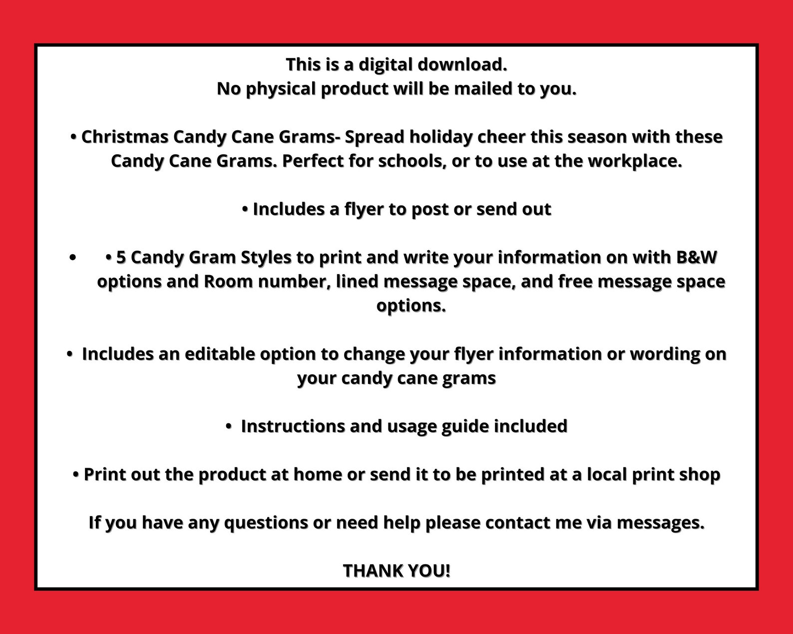 Candy Cane Gram Template, Candy Cane Printable Fundraiser, Christmas ...