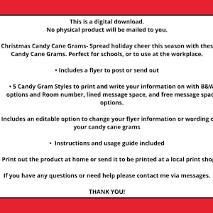 Candy Cane Gram Template, Candy Cane Printable Fundraiser, Christmas ...