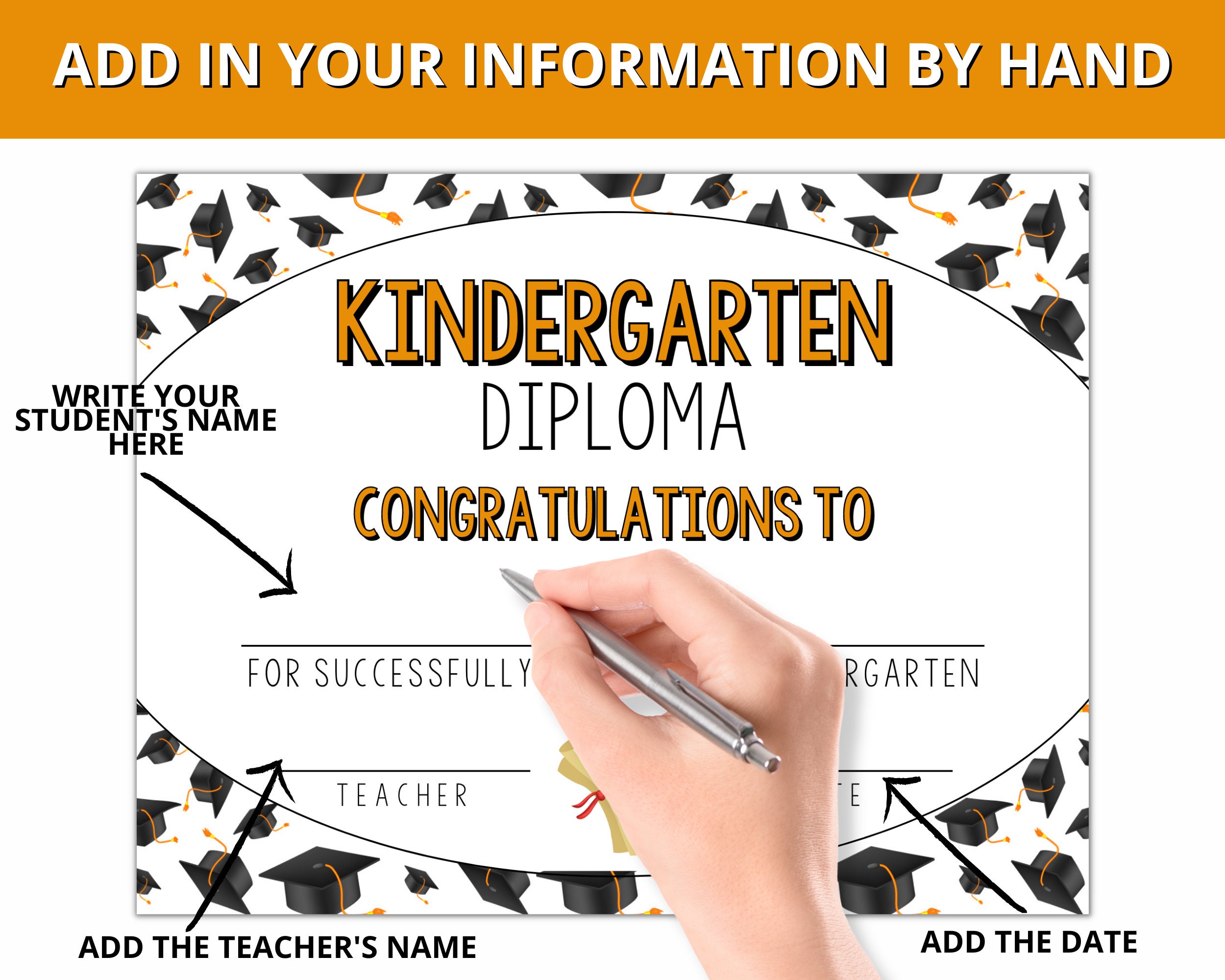 Kindergarten Graduation Certificate Template, Printable Certificate of ...
