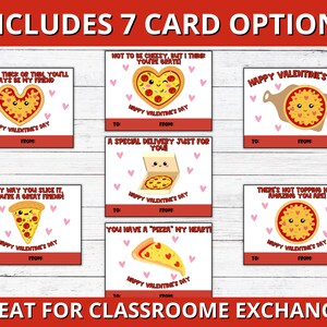 Pizza Valentine Cards, Valentine Classroom Exchange Cards, Valentine's ...