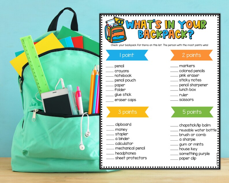 Qué hay en tu mochila Juego de regreso a clases actividad - Etsy México