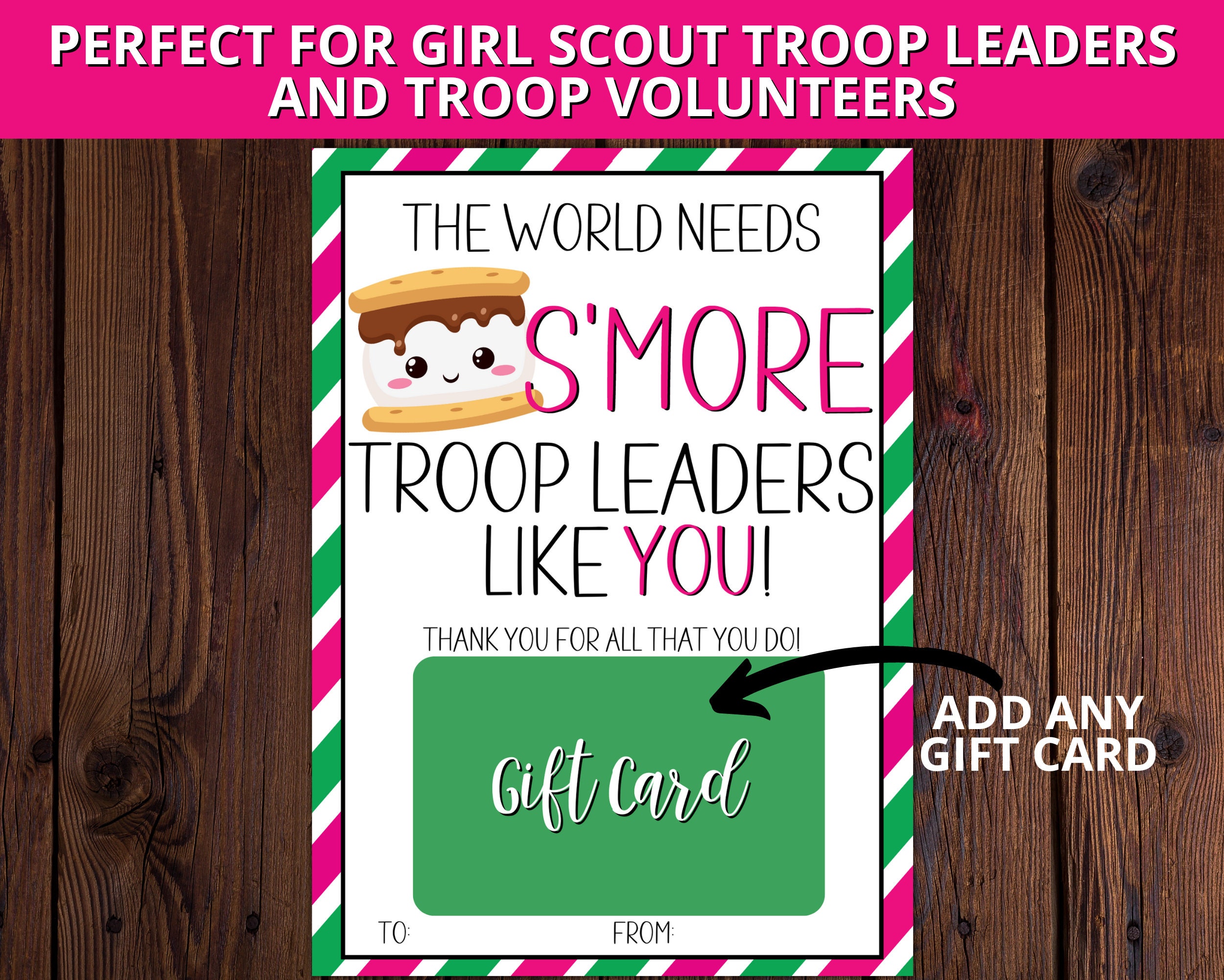 Girl Scout Troop Leader Appreciation Day Gift Card Holder Printable ...