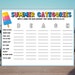 Summer Categories Game, Printable Summer Game for Kids & Adults, Summer ...