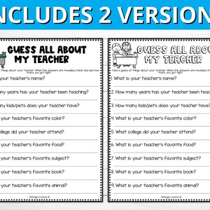 Guess All About My Teacher Game, Printable Back to School Icebreaker ...