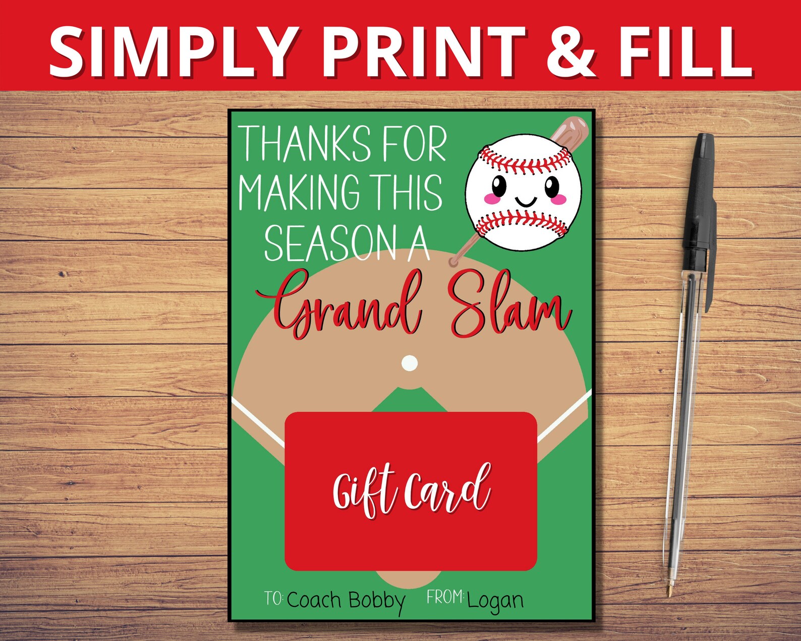 Baseball Coach Gift Card Holder Thank You Coach Gift - Etsy