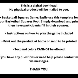 Printable Basketball Squares Game, Basketball Pool Grid, 100 Squares ...
