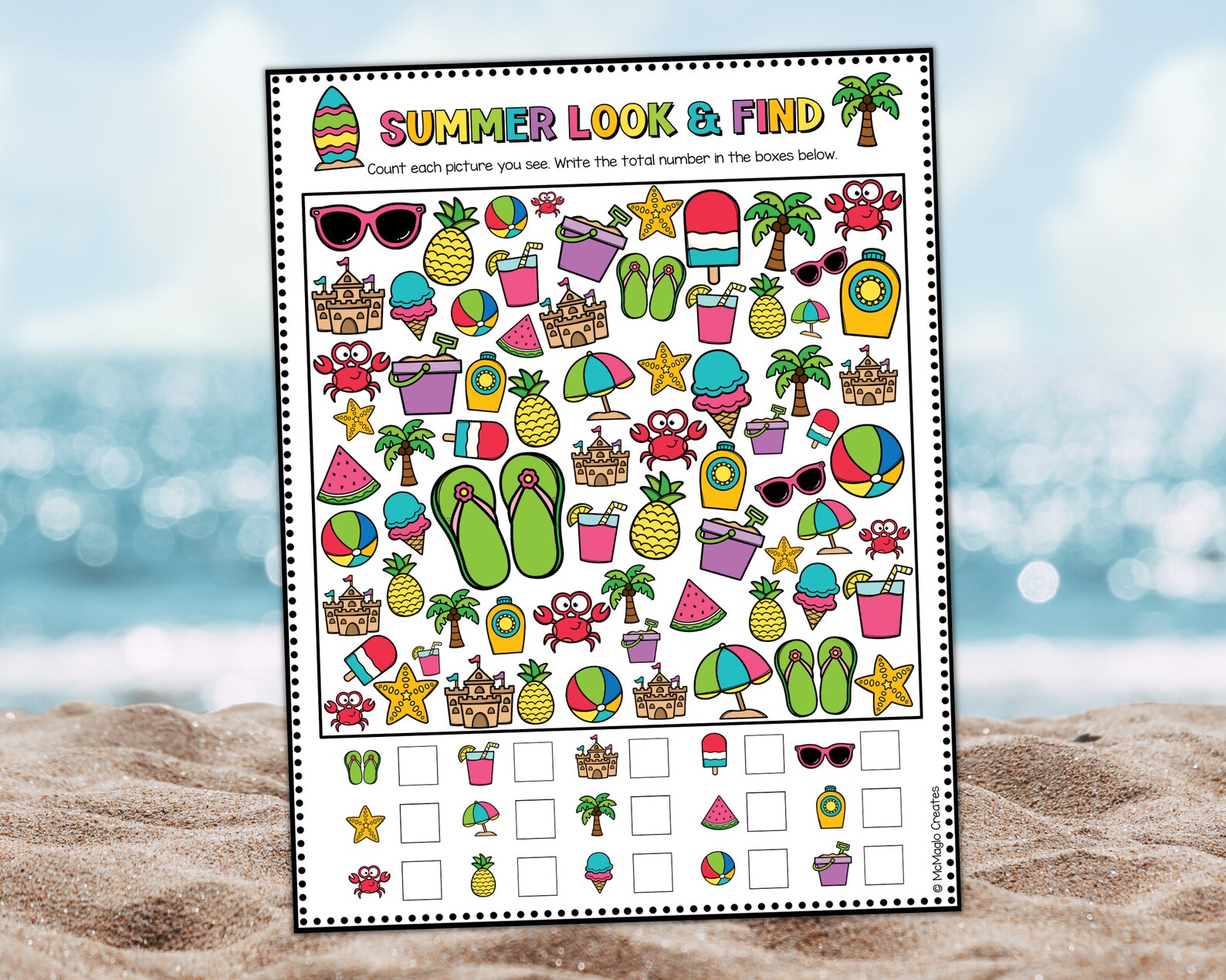 Summer I Spy Activity for Kids, Kids Summer Printable, Summer Themed ...