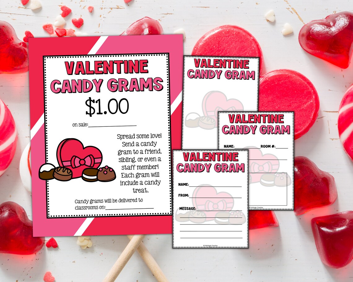 Valentines Day Candy Gram Fundraiser, Candy Gram Template, Candy Gram ...