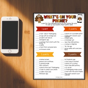 Thanksgiving What's on Your Phone Game, Thanksgiving Printable Games ...