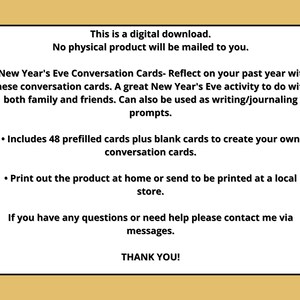 New Year's Eve Conversation Cards, New Year's Eve Party Game, New Year ...