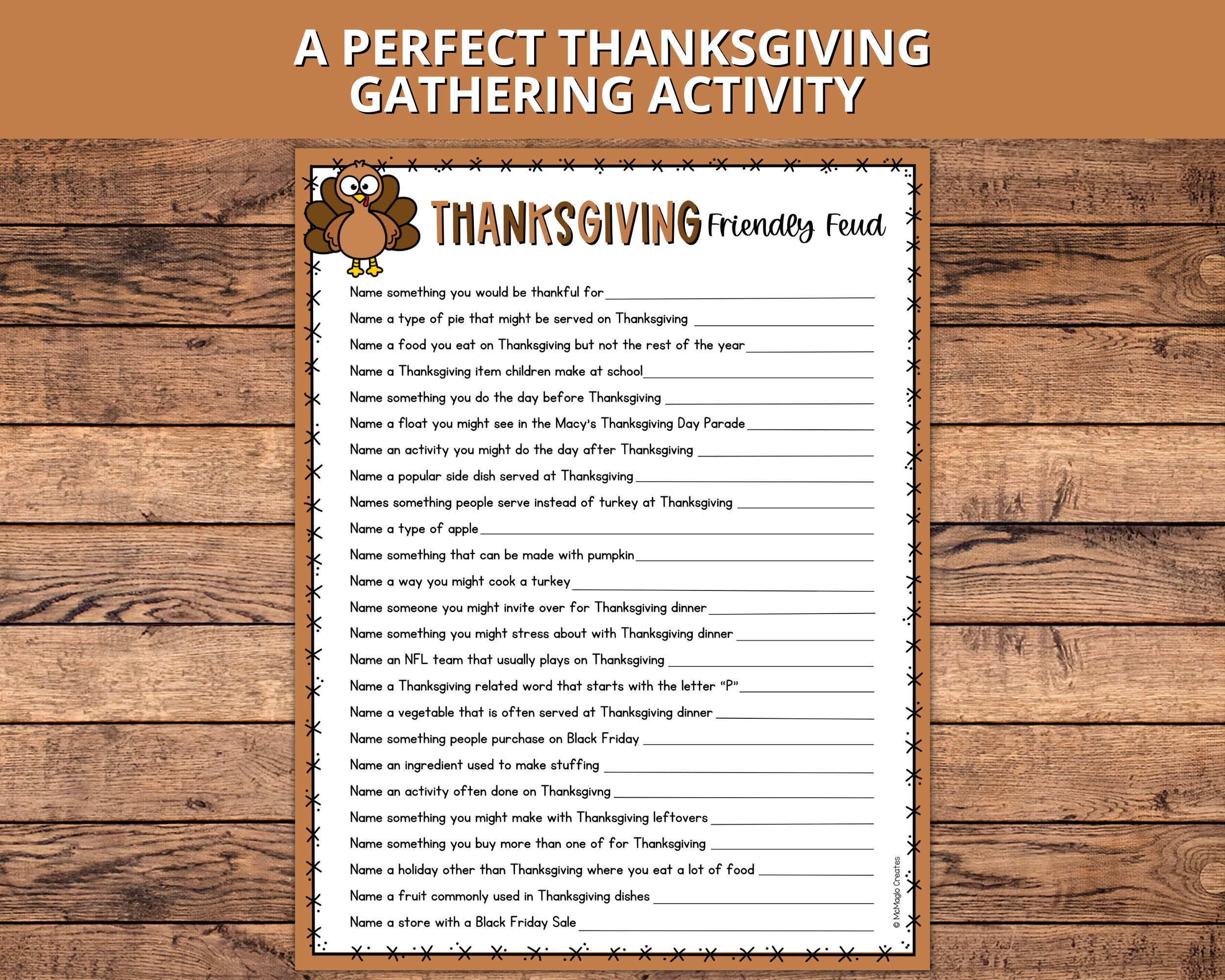 Thanksgiving Friendly Feud, Thanksgiving Trivia Game, Thanksgiving ...