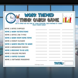 Work Themed Think Quick Game, Office Party Games, Office Icebreakers ...