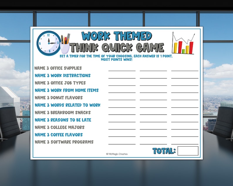 Work Themed Think Quick Game Office Party Games Office - Etsy