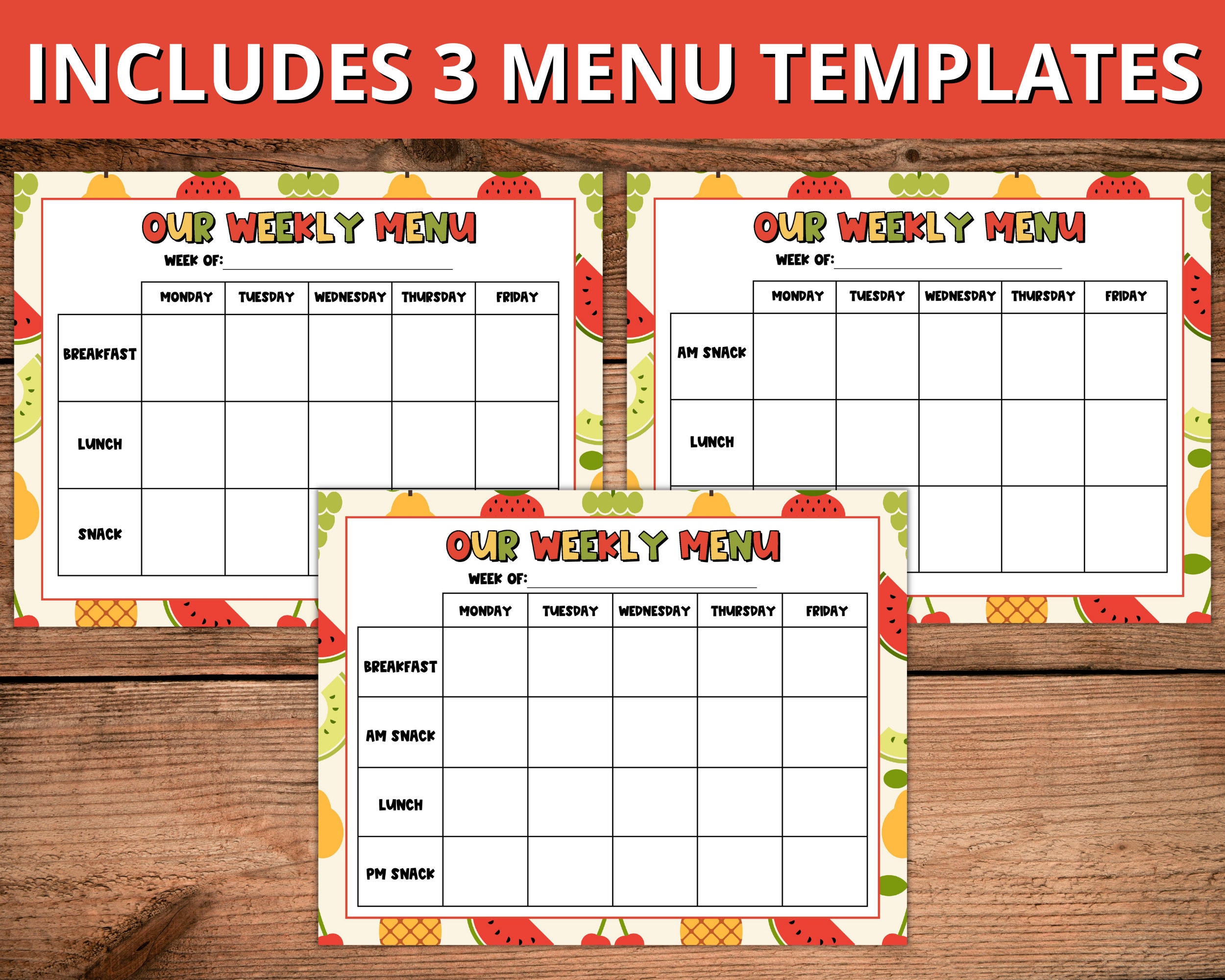 Editable Daycare Weekly Menu, Editable Daycare Menu, Fillable Daycare ...
