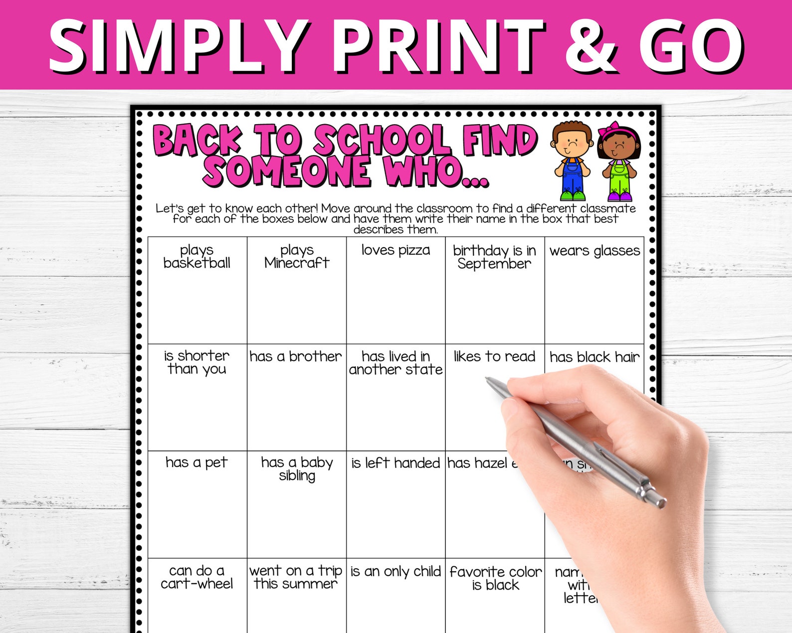 Find Someone Who Back to School Activity, Get to Know You Activity for ...