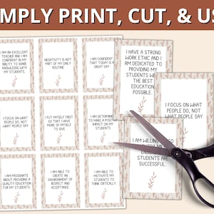 Teacher Affirmation Printable Cards, Positive Affirmations for Teachers ...