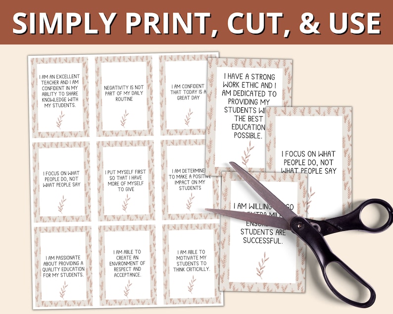 Teacher Affirmation Printable Cards Positive Affirmations for - Etsy