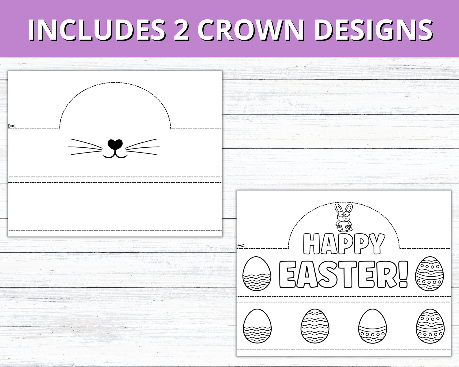 Easter Bunny Paper Crown, Bunny Ears Headband, Printable Easter Craft ...