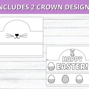 Easter Bunny Paper Crown, Bunny Ears Headband, Printable Easter Craft ...