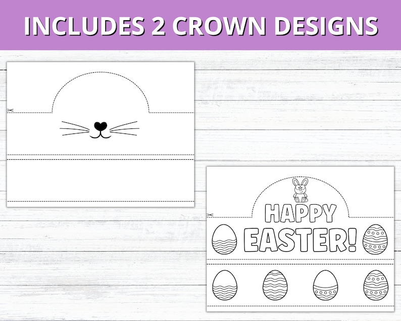 Easter Bunny Paper Crown, Bunny Ears Headband, Printable Easter Craft ...