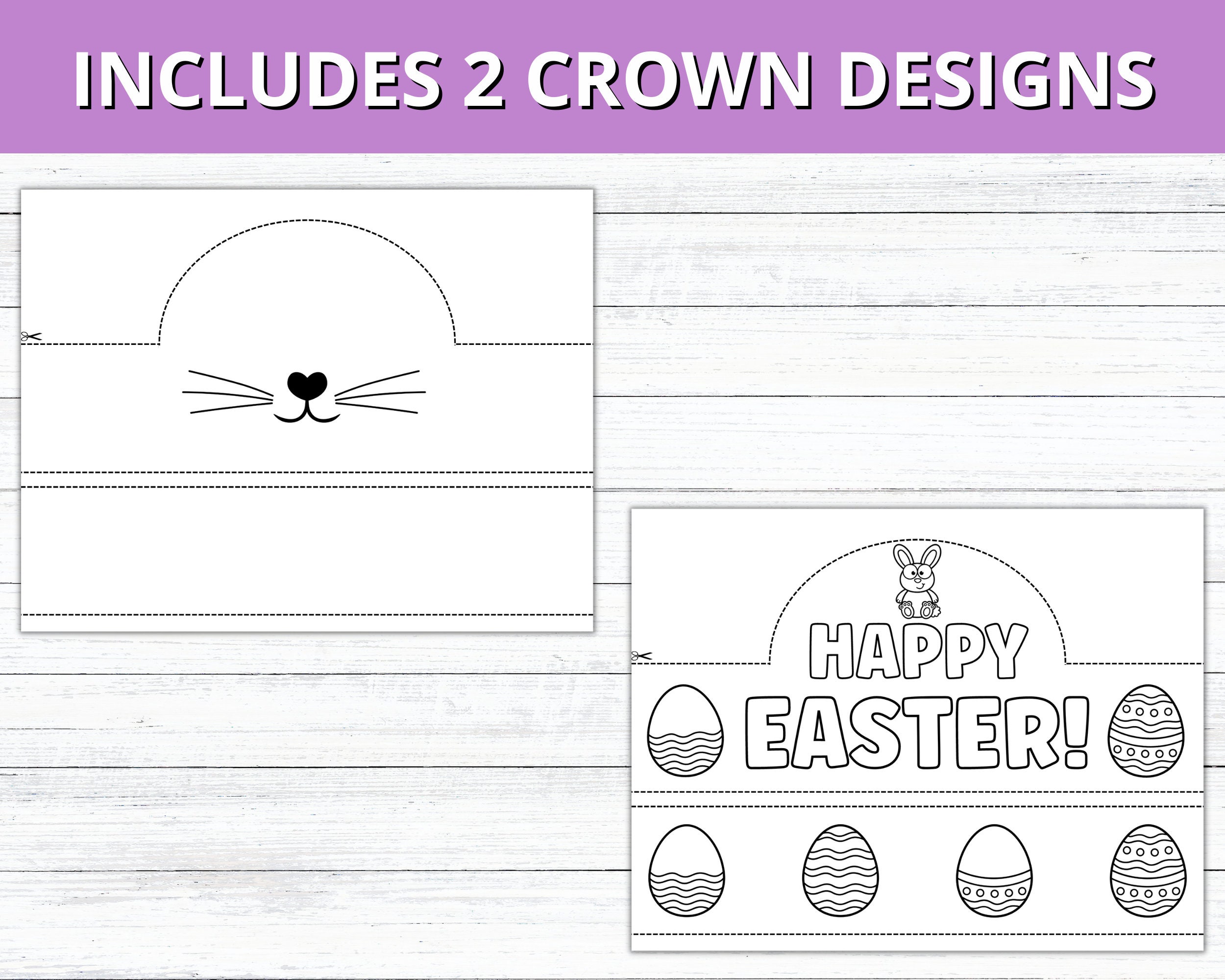 Easter Bunny Paper Crown, Bunny Ears Headband, Printable Easter Craft ...