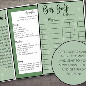 Customizable Bar Golf Game | Bar Golf Score Card - Etsy