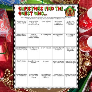 Christmas Find the Guest Who Game, Adult Christmas Party Games, Holiday ...