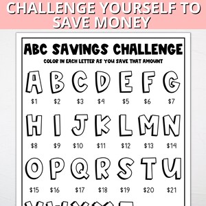 ABC Savings Challenge, Cash Saving Challenge, Saving Printable, Savings ...