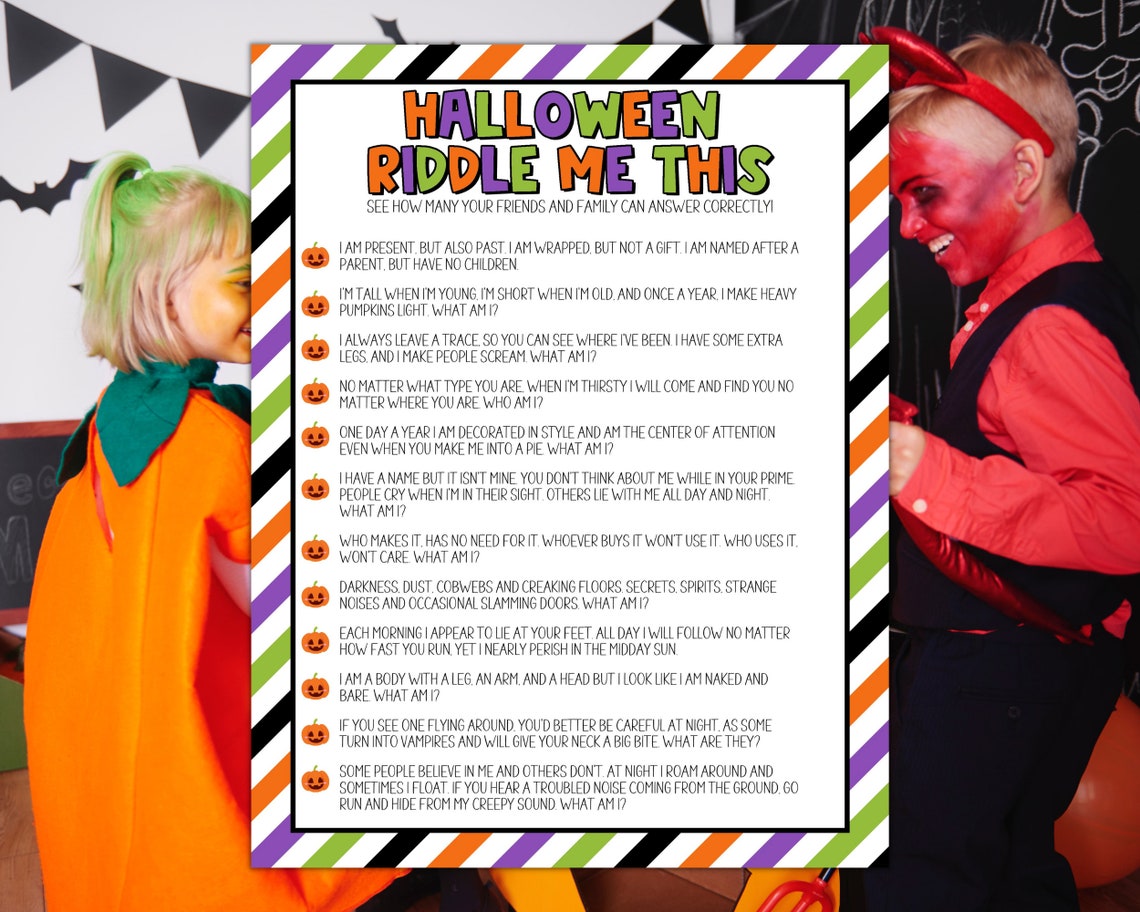 Halloween Riddle Me This Halloween Trivia Game Halloween - Etsy