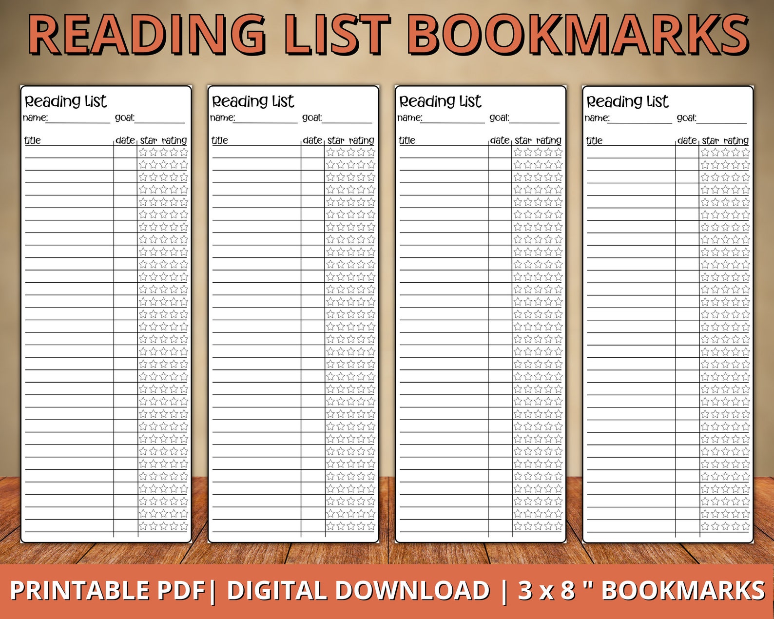 Reading List Bookmark, Printable Library Card Bookmarker, Reading Log ...
