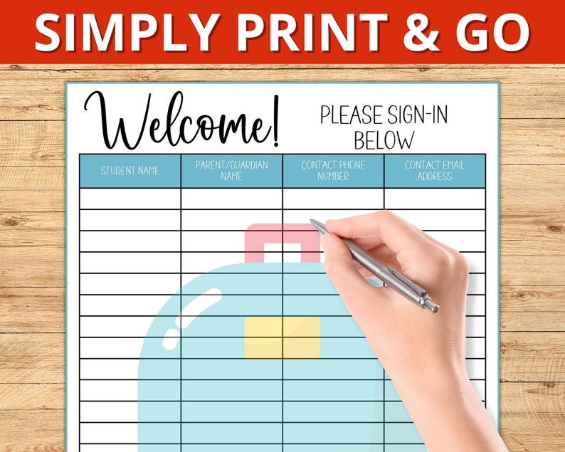 Back to School Open House Sign in Sheet Classroom Sign in - Etsy