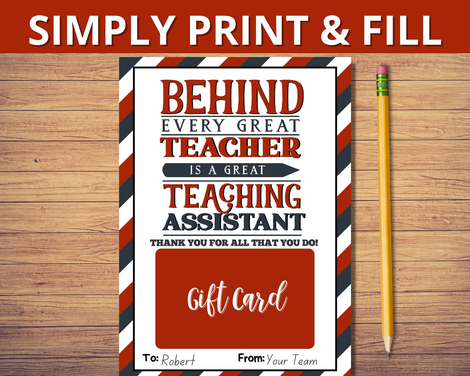 Paraprofessional Appreciation Week Gift Card Holder Printable - Etsy