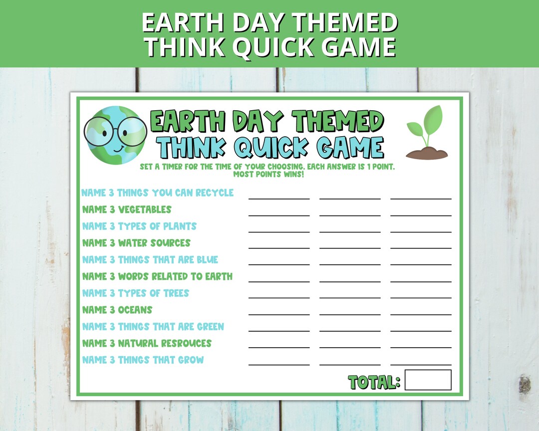 Earth Day Think Quick Game, Earth Day Trivia Game, Activities to ...