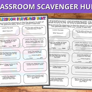 Classroom Scavenger Hunt, Back to School Scavenger Hunt Printable ...