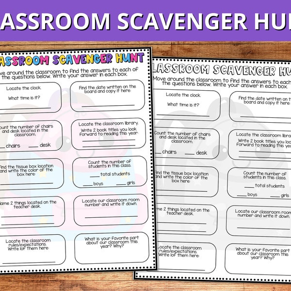 Scavenger Hunt Template Classroom - Etsy