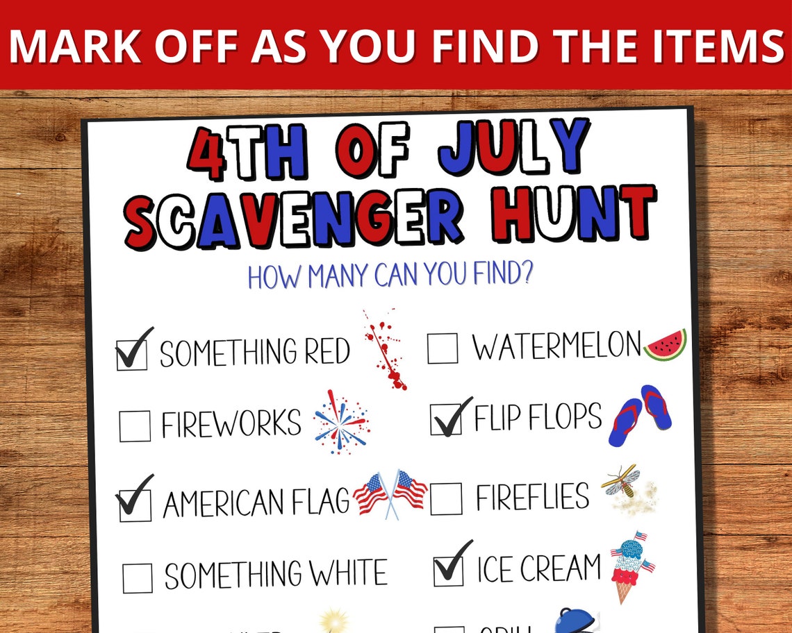 4th of July Scavenger Hunt 4th of July Printable Activity for | Etsy