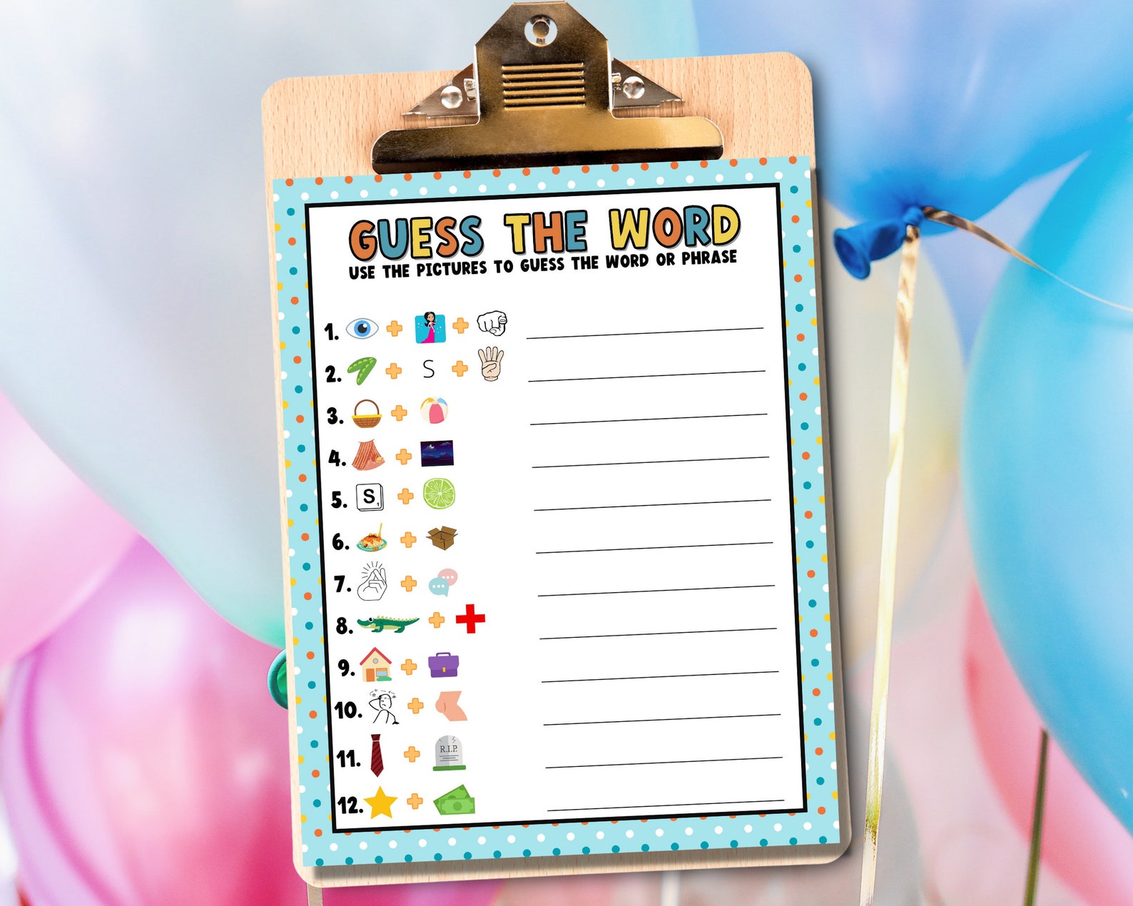 Guess the Word Game Rebus Puzzles and Brain Teasers Rainy - Etsy