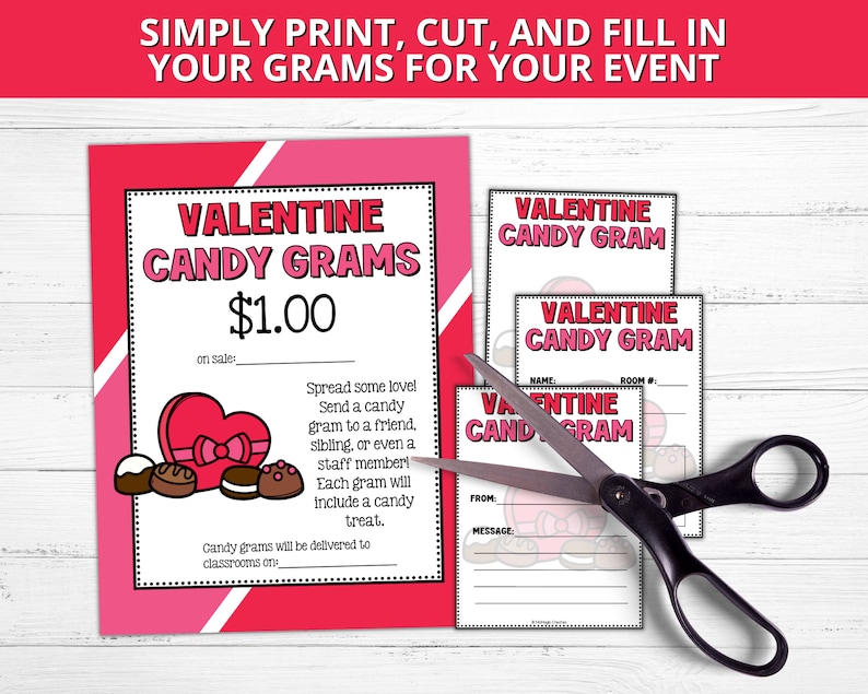 Valentines Day Candy Gram Fundraiser, Candy Gram Template, Candy Gram ...
