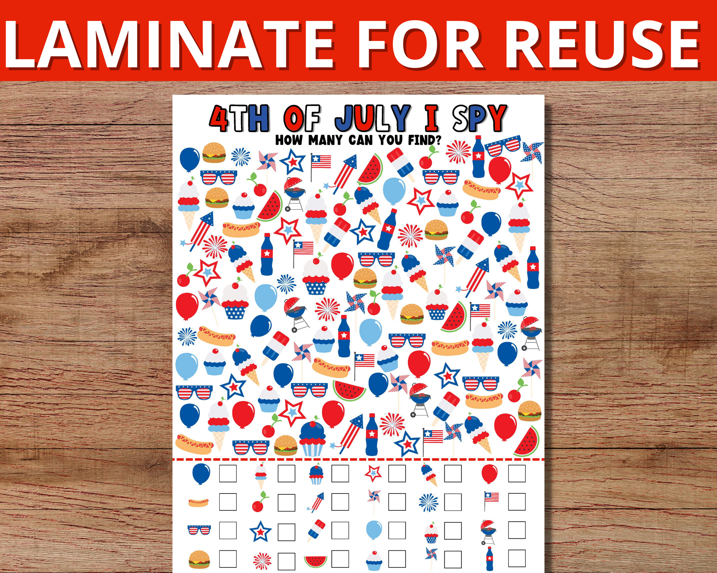 4th of July I Spy Activity 4th of July Printable Activity for - Etsy