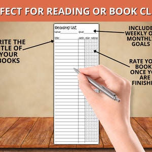Reading List Bookmark, Printable Library Card Bookmarker, Reading Log ...