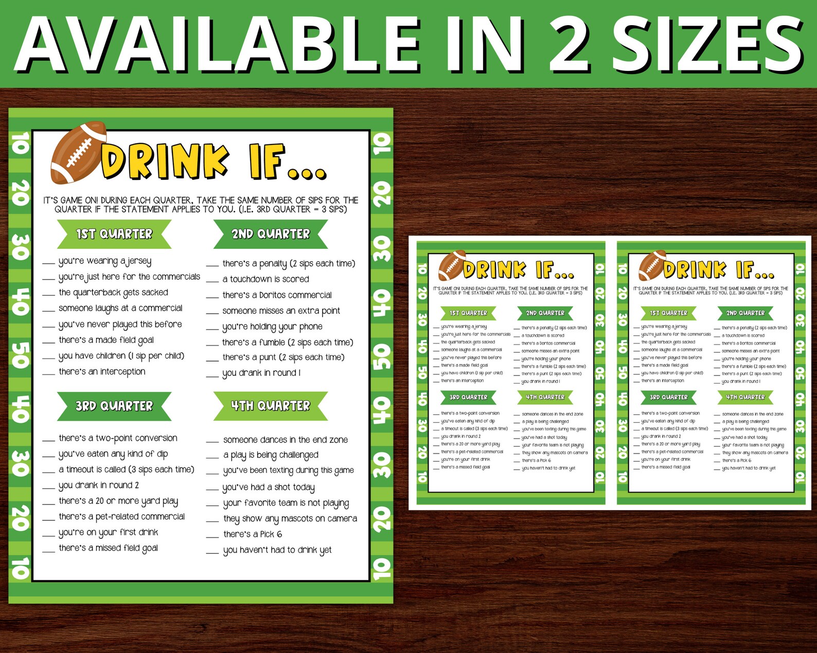 Football Drink If Game, Adult Drinking Game for Football Party - Etsy