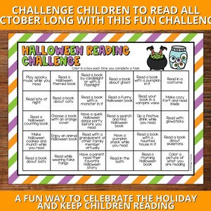 Halloween Reading Challenge for Kids, Printable Reading Challenge ...