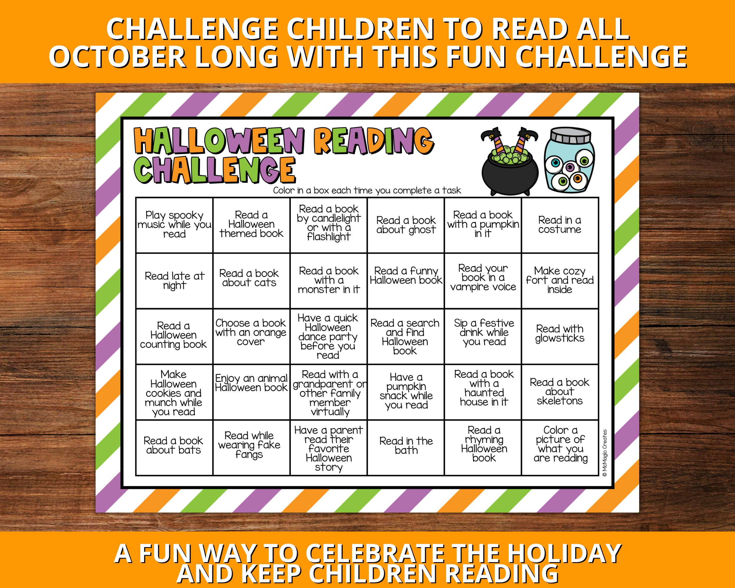 Halloween Reading Challenge for Kids, Printable Reading Challenge ...