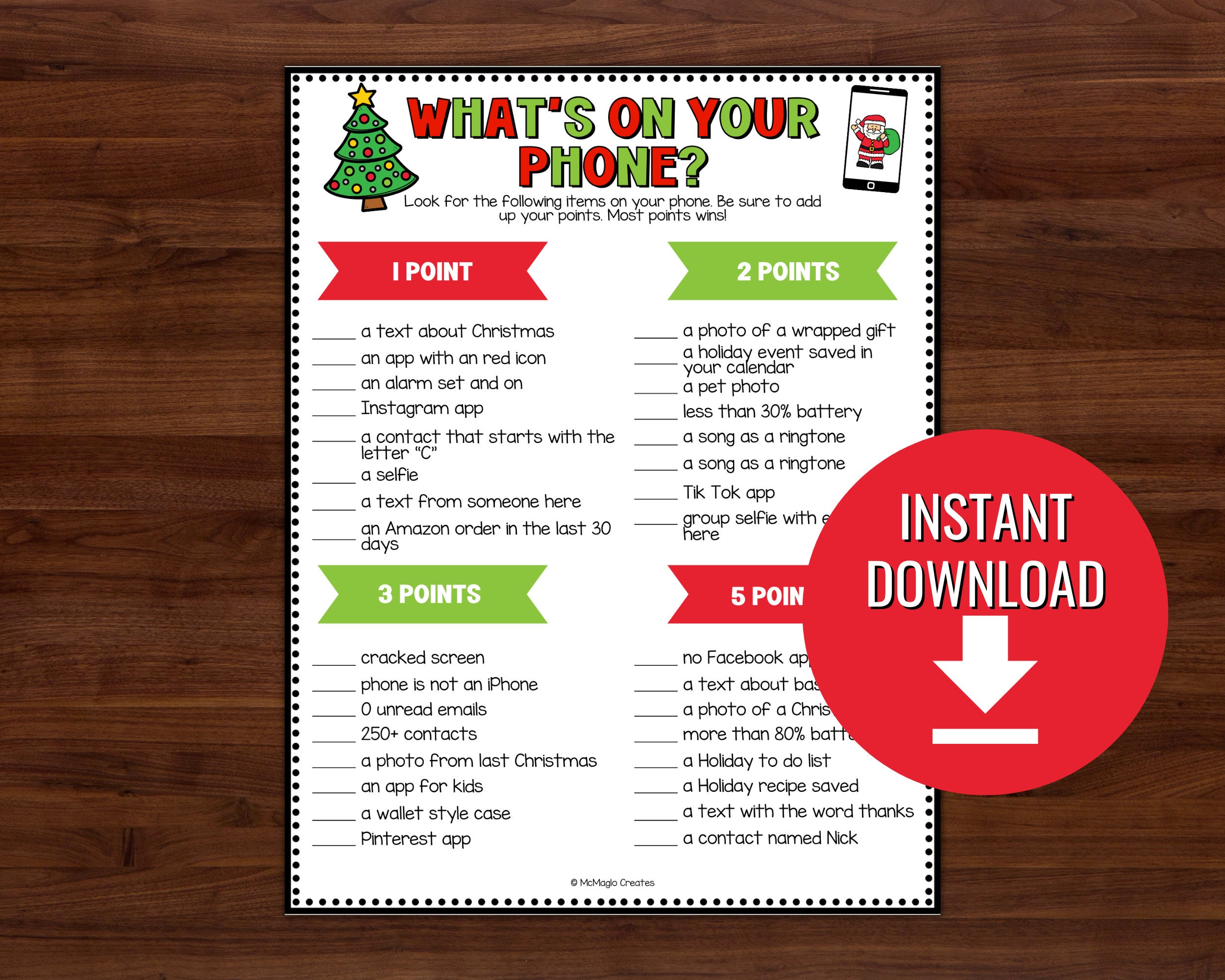 Christmas What's on Your Phone Game, Christmas Printable Games - Etsy