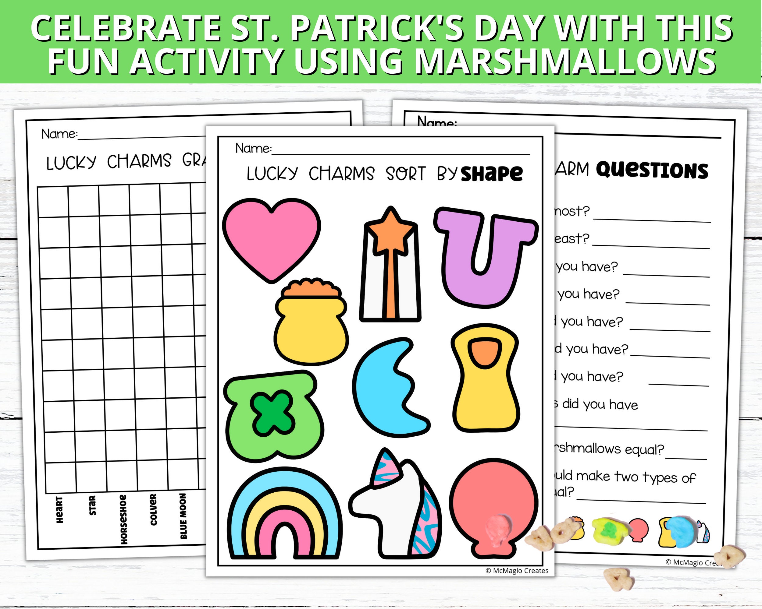 St. Patrick's Day Cereal Marshmallow Math Graphing - Etsy