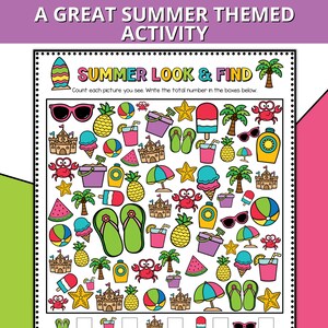 Summer I Spy Activity for Kids, Kids Summer Printable, Summer Themed ...