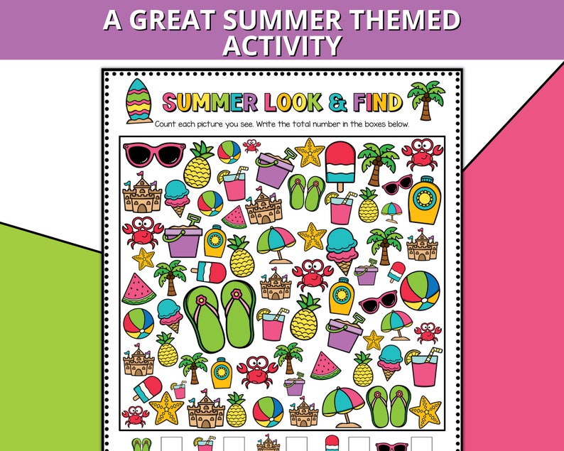 Summer I Spy Activity for Kids, Kids Summer Printable, Summer Themed ...