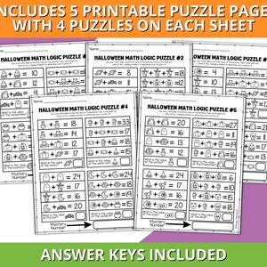 Halloween Math Logic Puzzle, Brain Teasers for Kids, Gifted and ...