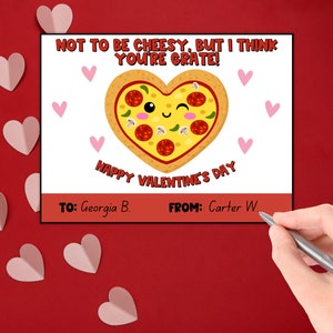 Pizza Valentine Cards, Valentine Classroom Exchange Cards, Valentine's ...