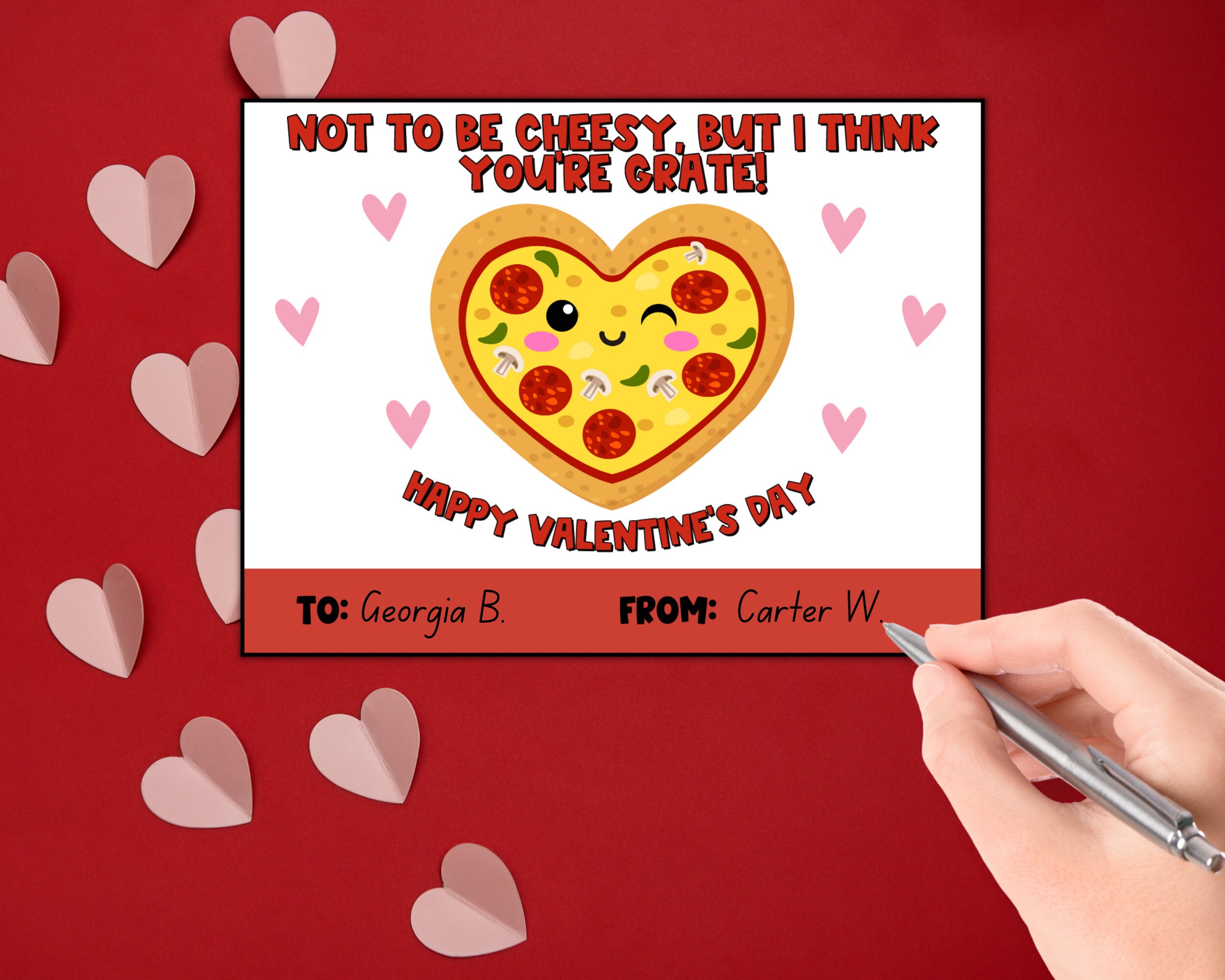 Pizza Valentine Cards, Valentine Classroom Exchange Cards, Valentine's ...